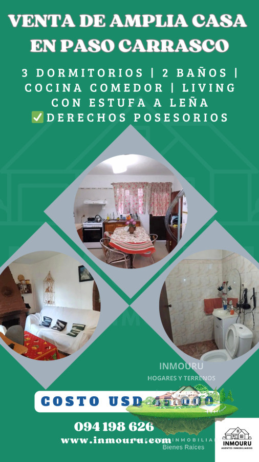 Venta de amplia casa en Paso Carrasco. Ref #XCA274