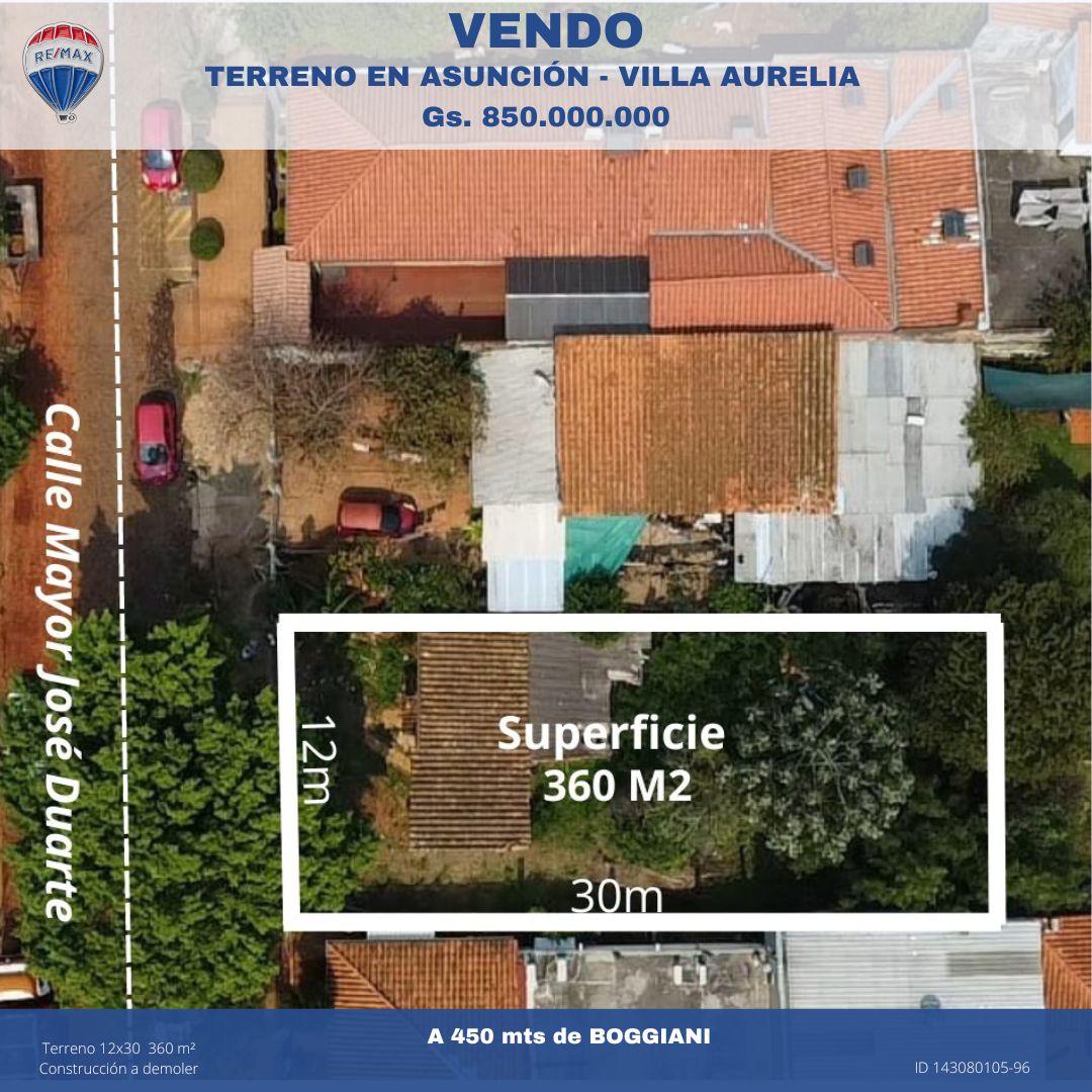 VENDO TERRENO EN VILLA AURELIA - ASUNCIÓN. Ref #SC668D - infocasas.com.py