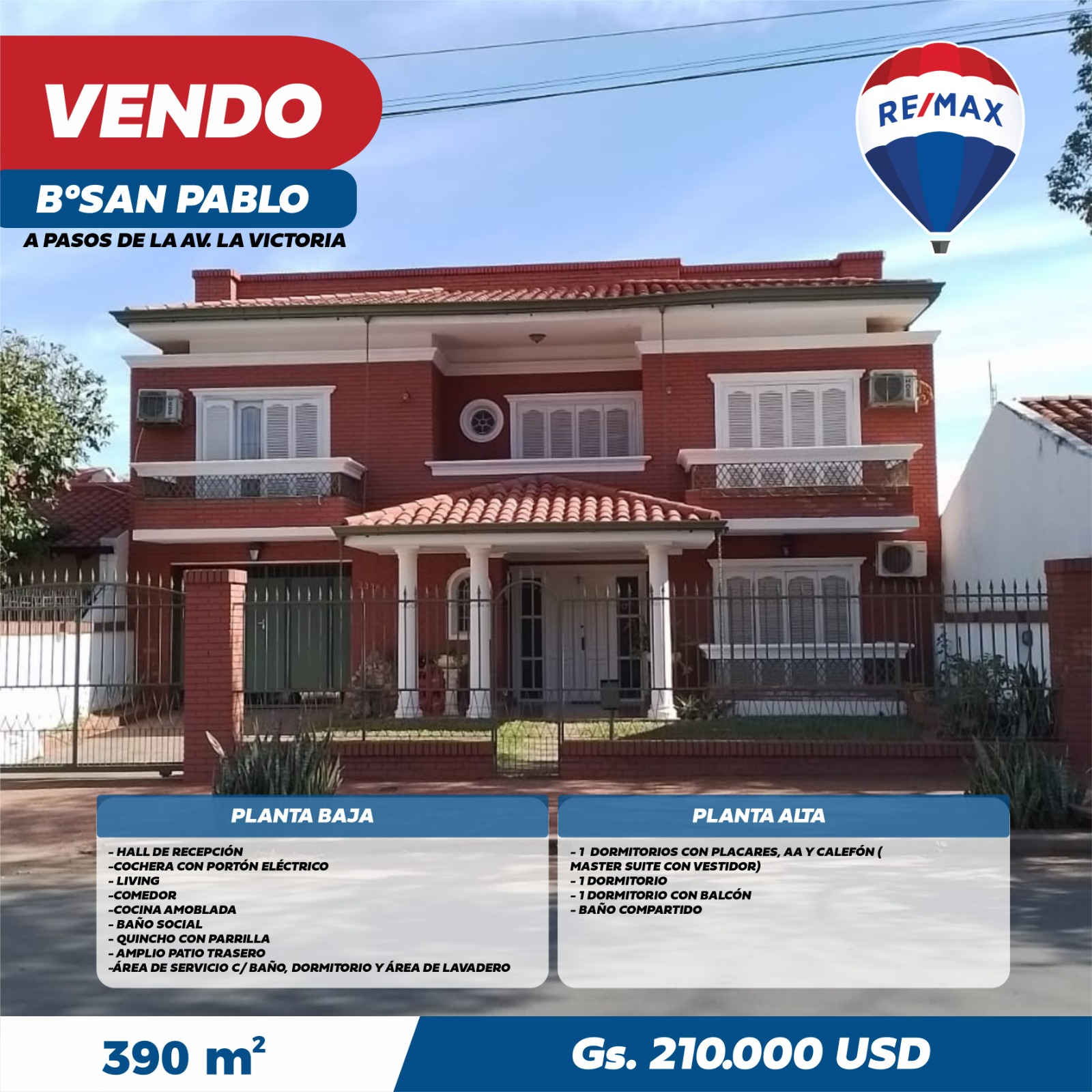 VENDO AMPLIA CASA Bo San Pablo. Ref #V5A0A6 - infocasas.com.py