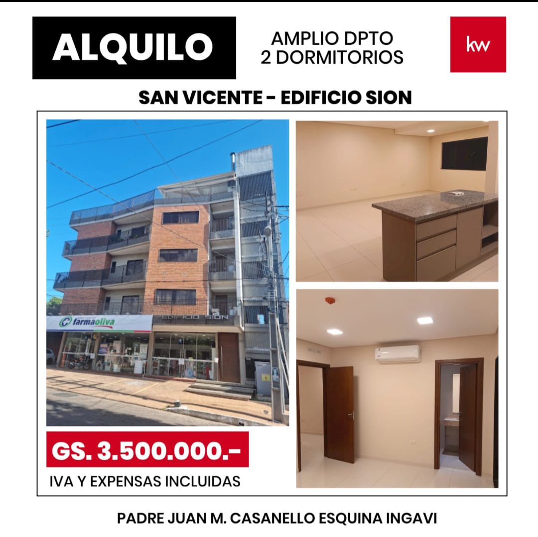 ALQUILO AMPLIO DEPARTAMENTO DE 2 HAB. EN SAN VICENTE!!!!. Ref #BD60C0 - infocasas.com.py
