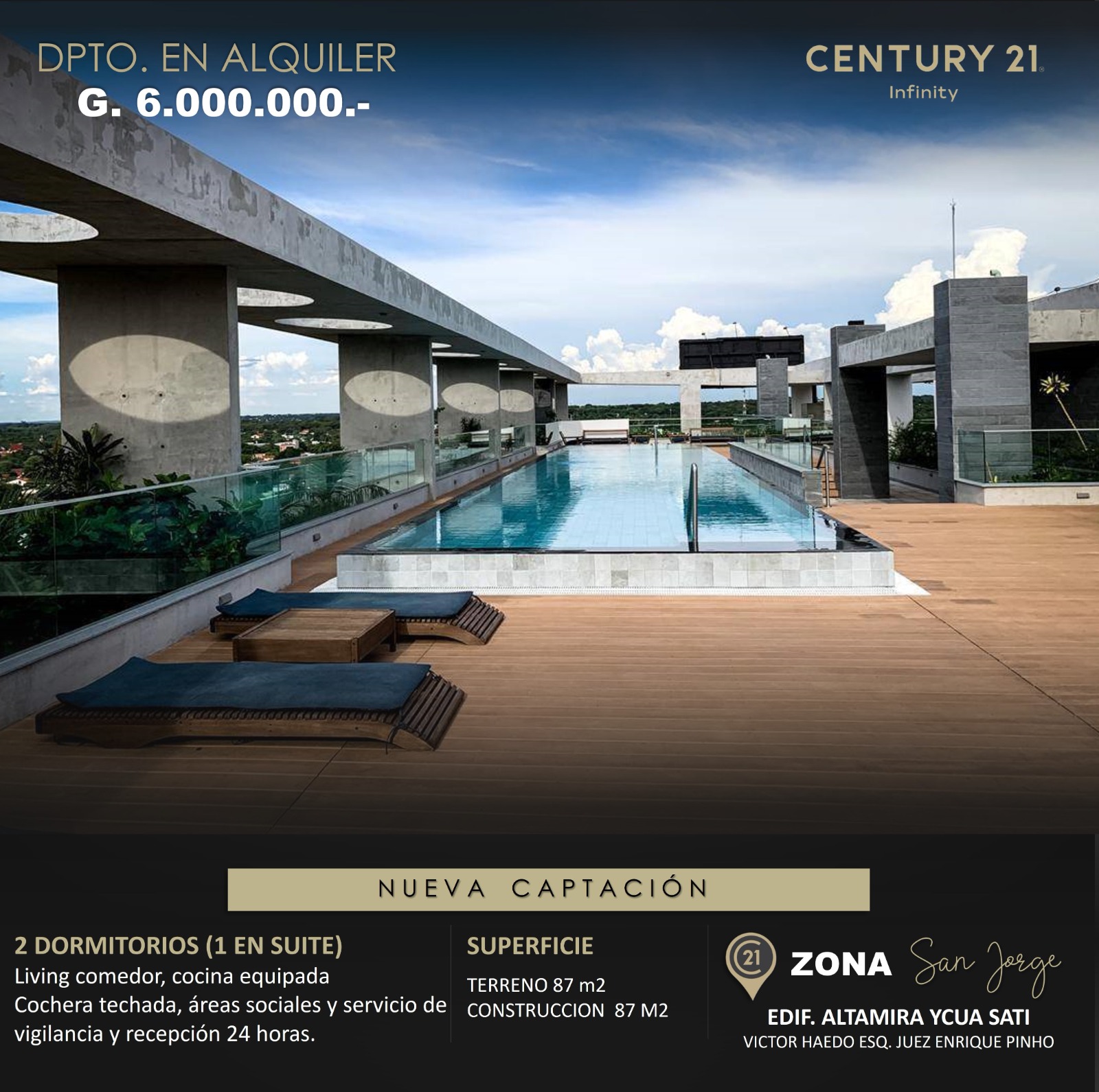 ALQUILO DEPARTAMENTO EN ALTAMIRA YCUA SATI. Ref #W5B5A2 - infocasas.com.py