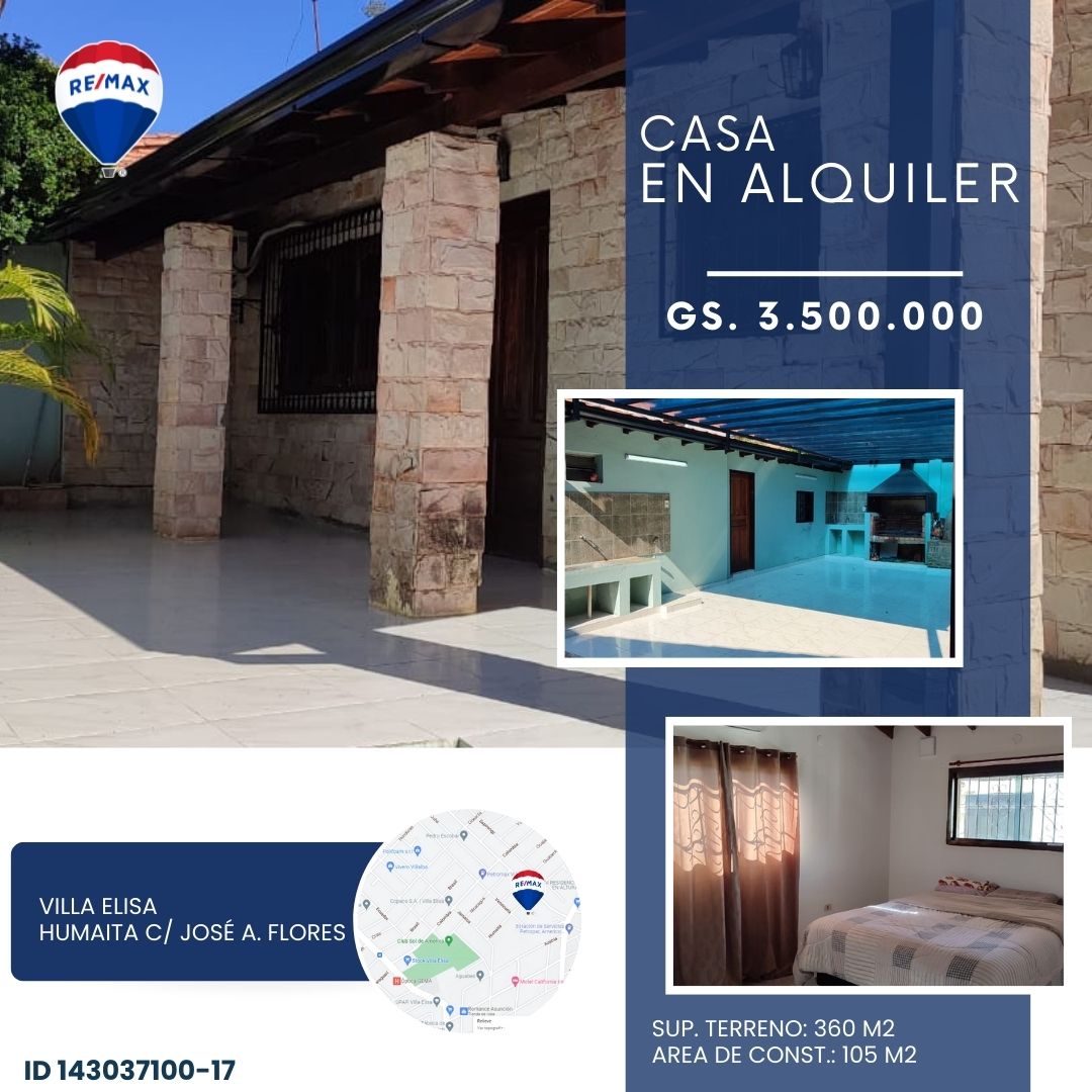 ALQUILO CASA EN VILLA ELISA. Ref #NC0BB7 - infocasas.com.py