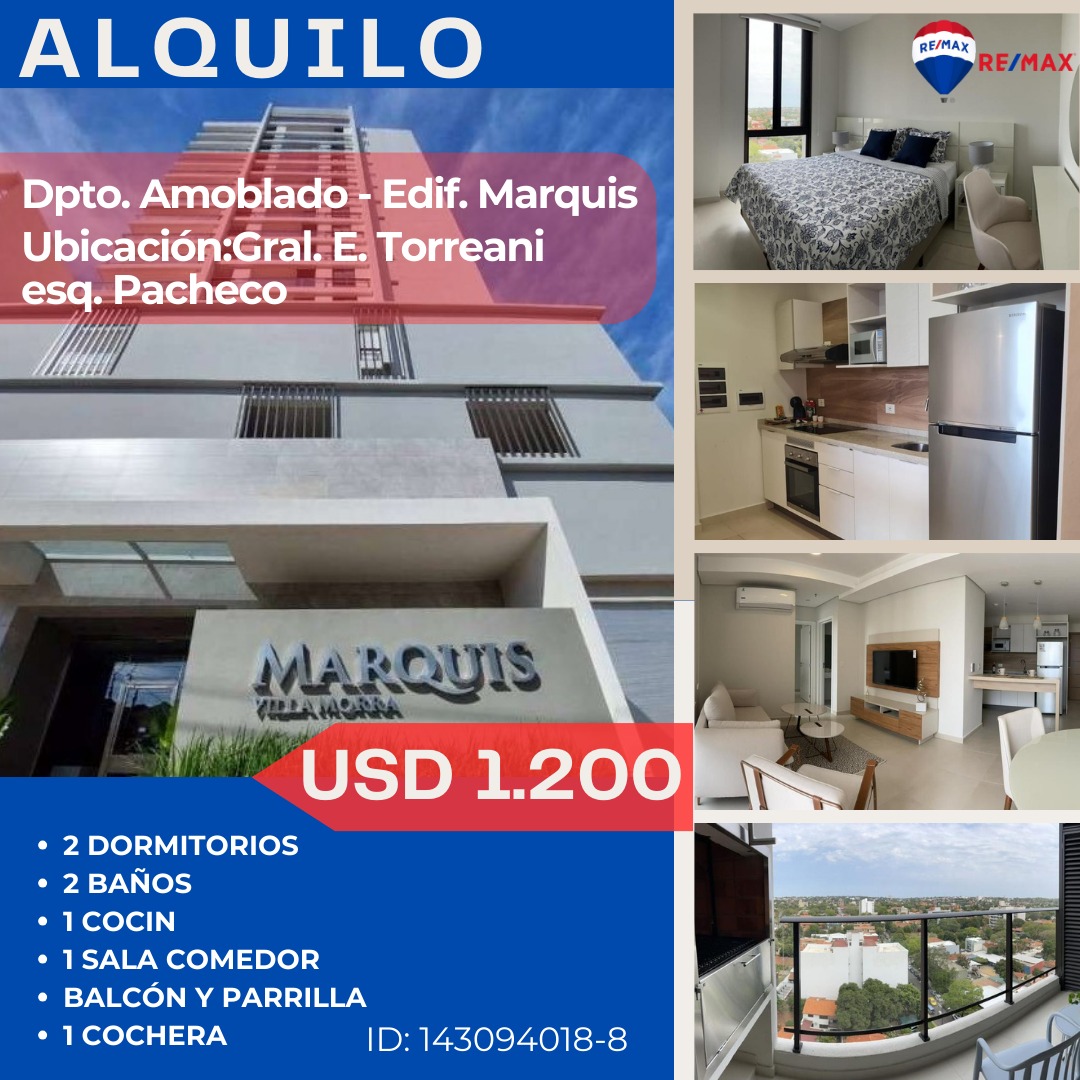 Alquilo hermoso departamento en el Edificio Marquis Villa Morra. Ref #P1558F - infocasas.com.py