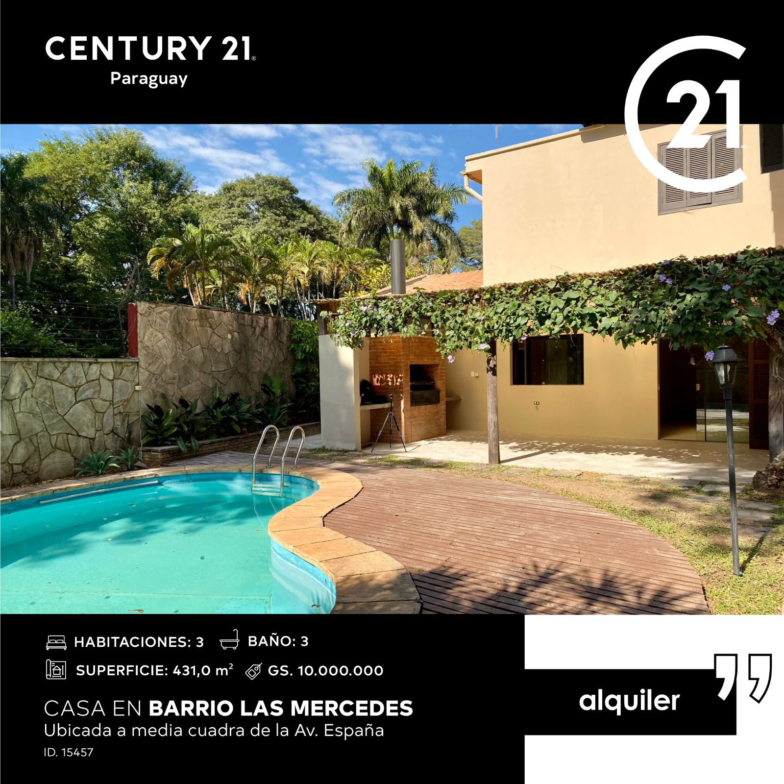 ALQUILO HERMOSA CASA BARRIO LAS MERCEDES. Ref #L6542F - infocasas.com.py