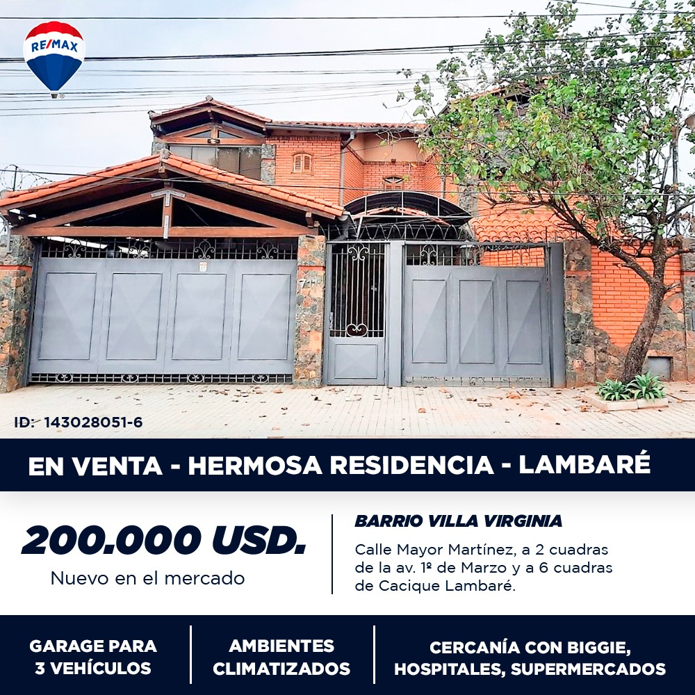 Vendo Hermosa Residencia en Lambaré!!!. Ref #Z486AF - infocasas.com.py