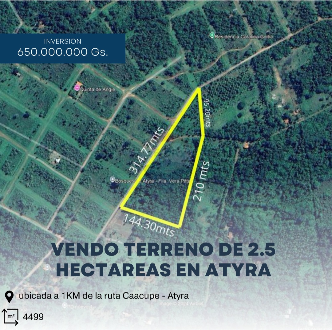 VENDO 2.5 HECTAREAS EN ATYRA . Ref #K7B3CF