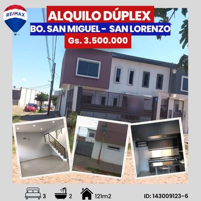 Alquilo Dúplex en Barrio San Miguel, San Lorenzo. Ref #P2642F - infocasas.com.py