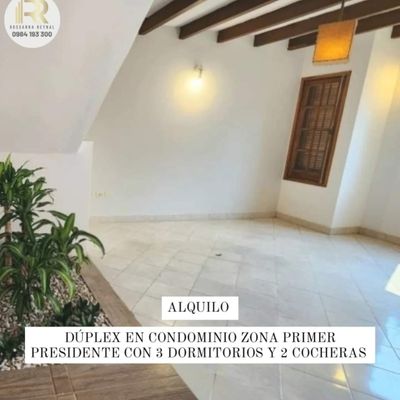 ALQUILO DÚPLEX EN CONDOMINIO CON 3 DORMITORIOS Y 2 COCHERAS!!. Ref #PBEA48 - infocasas.com.py